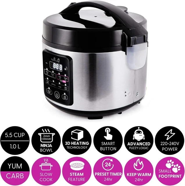 RICE COOKER 5.5 Cup 3 Multicooker Functions 1L Ceramic Bowl + Spoons ...
