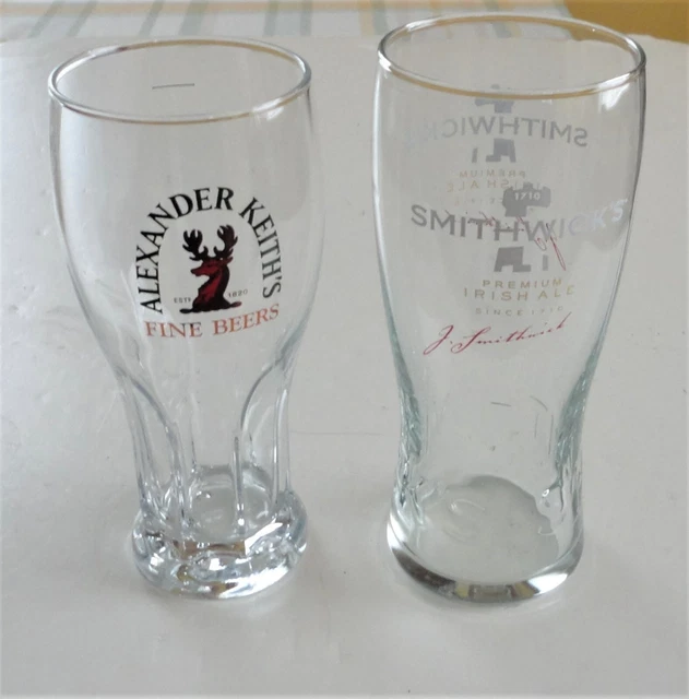 2 MINT BEER Glasses Alexander Keith's Fine Beers & Smithwick's Premium ...