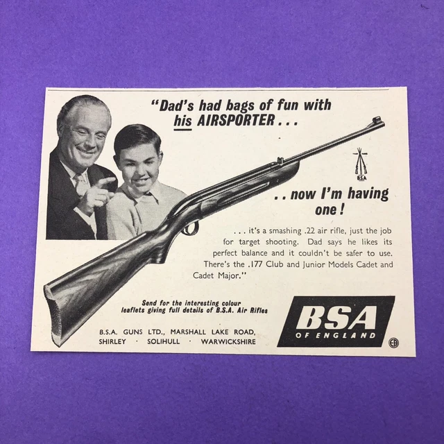 BSA .22 AIRSPORTER Air Rifles 1958 Advert Cutting £3.50 - PicClick UK