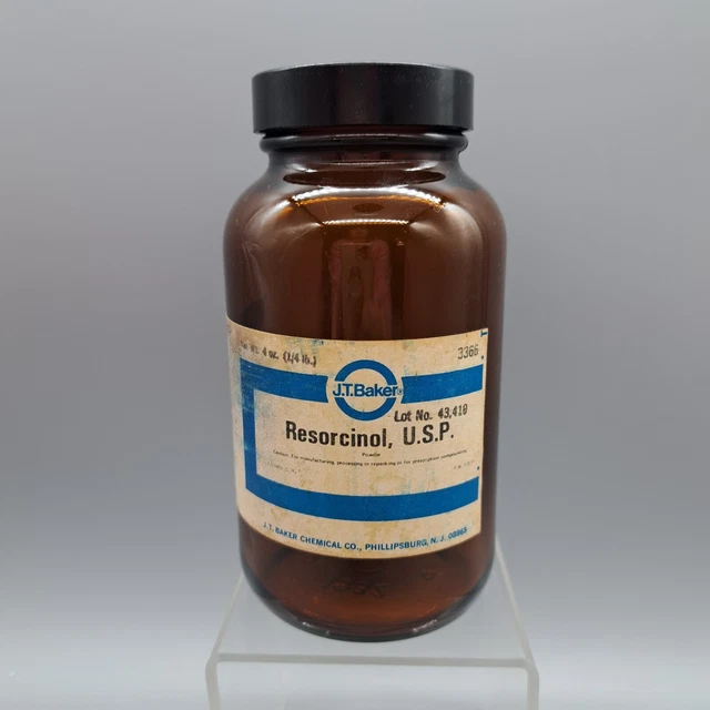 VINTAGE MEDICINE BOTTLE J.T. Baker Resorcinol with Original Paper Label ...