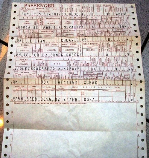 1970 FORD MUSTANG Build Sheet Coding Service Mustang Boss-Original Font ...