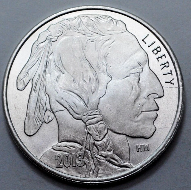 2013 1 OZ 999 Silver Round Indian Head Buffalo Liberty Coin Highland ...