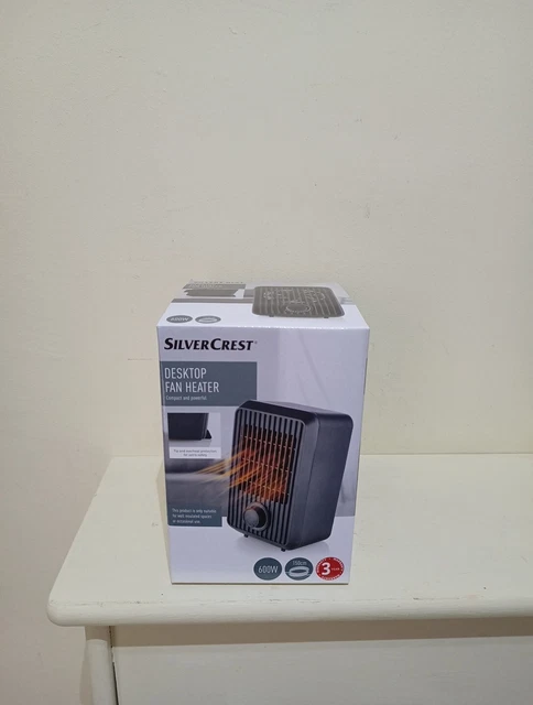 SILVERCREST DESKTOP FAN Heater Compact and powerful 600W Black £19.99 ...