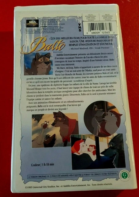 *VHS FRENCH MOVIE Balto (4) - MCA Universal Studios $7.69 - PicClick CA