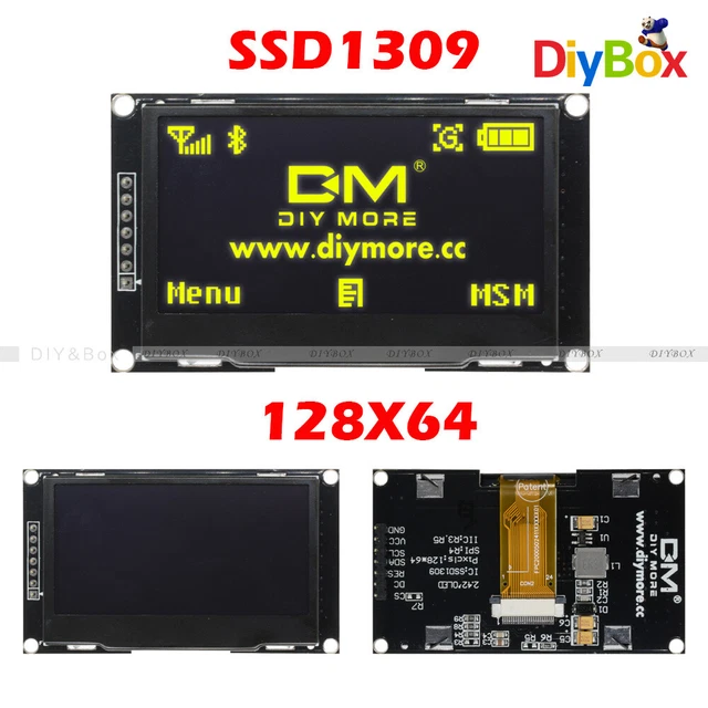 2.42&INCH OLED DISPLAY SSD1309 128x64 SPI/IIC Serial Port Yellow For ...