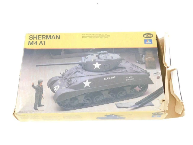 1/35 TESTORS ITALERI Sherman M4A1 WW2 Tank Plastic Scale Model Kit 803 ...