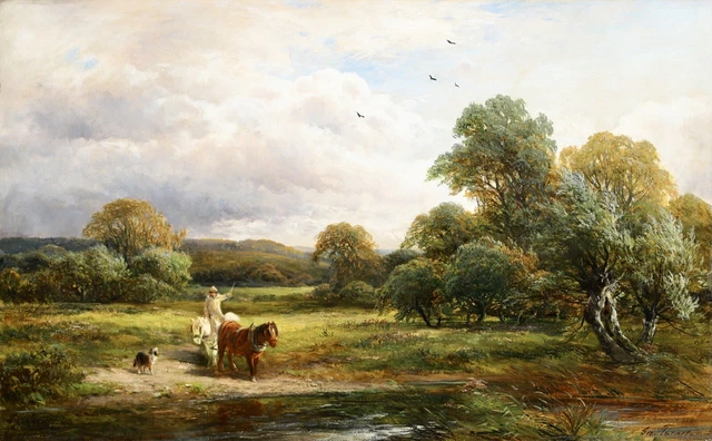 GEORGE TURNER (1841-1910) Large Signed 1882 English Landscape Figures ...