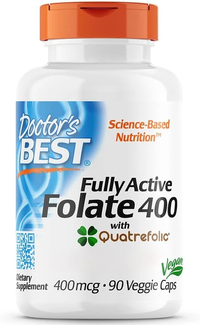 , FULLY ACTIVE Folate (Folic Acid), with Quatrefolic, 400 Mcg, 90 Vegan ...