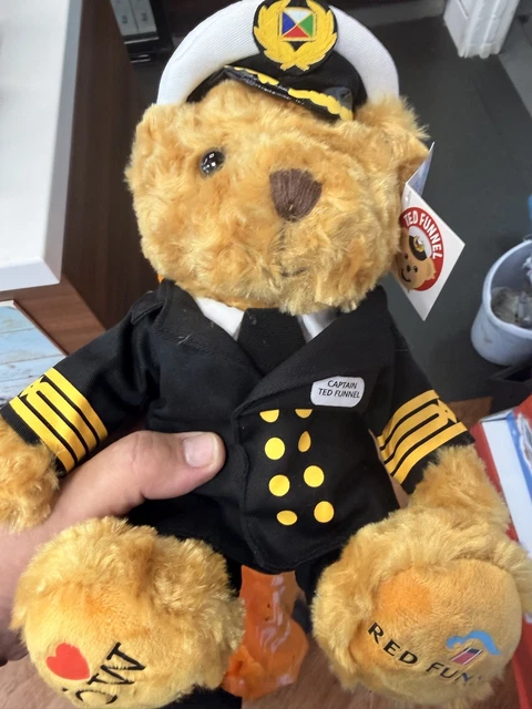 RED FUNNEL CAPTAIN Ted Funnel Teddy Bear Soft Plush Toy 10” Isle Of ...