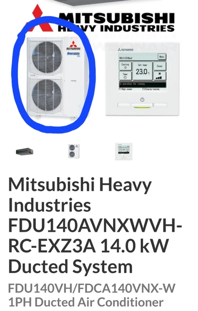 MITSUBISHI HEAVY INDUSTRIES FDUA140AVNXWVH-RC-EXZ3A 14.0kW Ducted ...