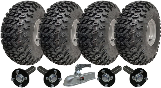 22X11.00-8 TWIN AXLE Utility ATV Quad Trailer Kit Wheels Axles & Hitch ...