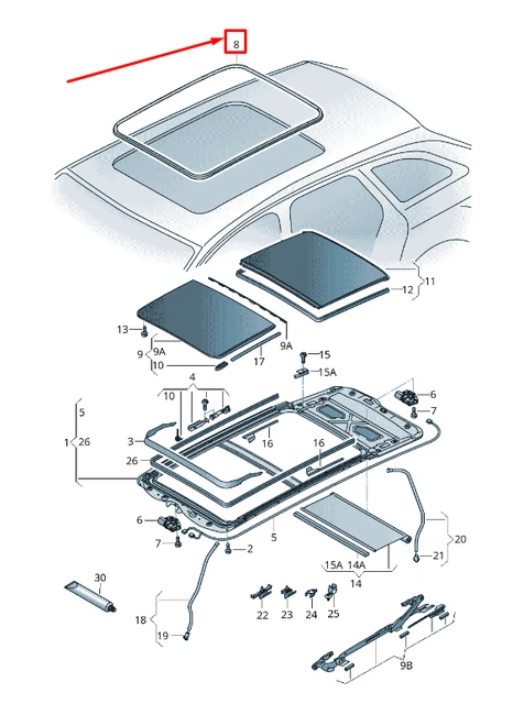VW GOLF VII 5G MK7 Schiebedachdichtung 5G9877459A NEU ORIGINAL EUR 197 ...