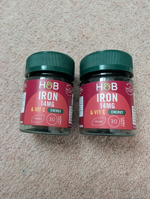 HOLLAND & BARRETT Iron 14mg & Vitamin C 80mg 30 Tablets Energy Immunity ...