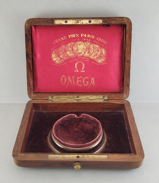 ANTIQUE OMEGA WOODEN BOX for Pocket Watches. Mother of Pearl Emblem. £ ...