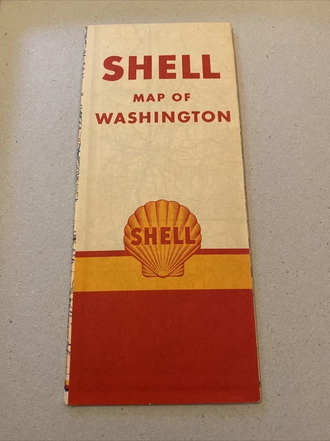 VINTAGE SHELL GAS Station Map 1940, Map Of Washington Shell Gas 40’s ...