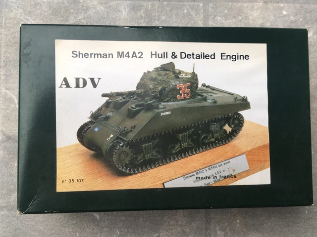 RARE SHERMAN M4A2 Hull + detailed engine- Kit résine ADV - AZIMUT n ...