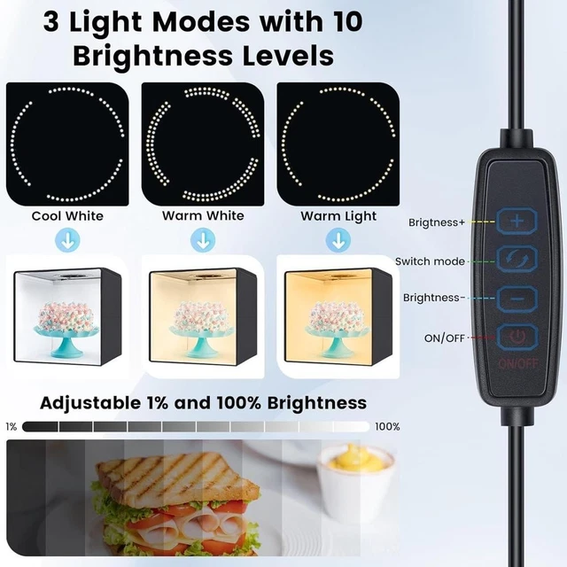 PHOTO LIGHT BOX, 16x16x16 Inches Portable Photo Studio Box Folding ...