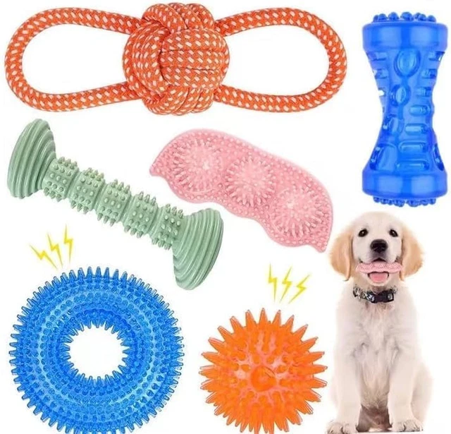 3 PACK DOG Chew Squeak Toys 2-8 Months Puppy Teething Toys Suitable for ...