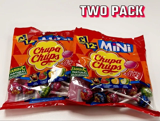 CHUPA CHUPS 12 Mini Assorted Flavour Lollipops 72g (2 Bags) £5.99 ...