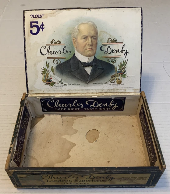 CHARLES DENBY CIGAR Box 1926 Tax Stamp Vintage H. Fendrich Factory 202 ...