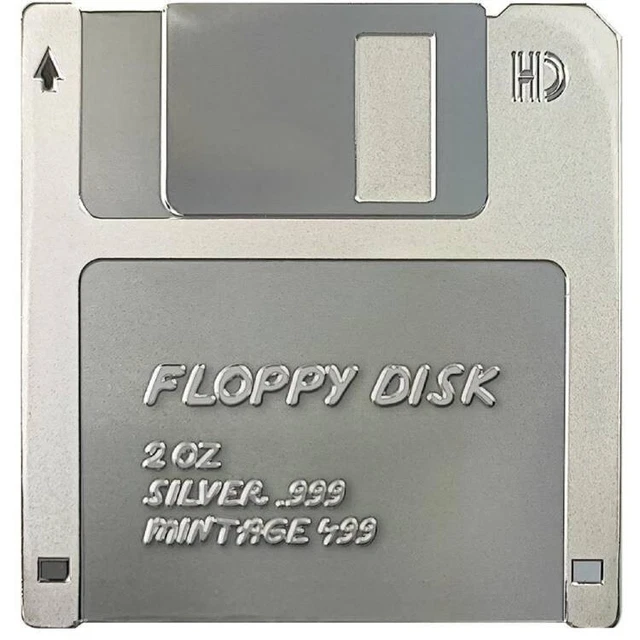 FLOPPY DISK TECHSTALGIC Series 2024 2 oz $2 Pure Silver Special Shape ...