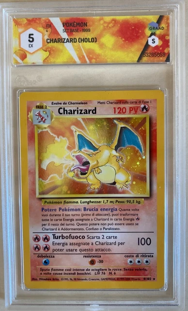 CARTA POKÉMON SET Base ITA-1999/4 Charizard Holo 4/102 GRAAD 5 ...