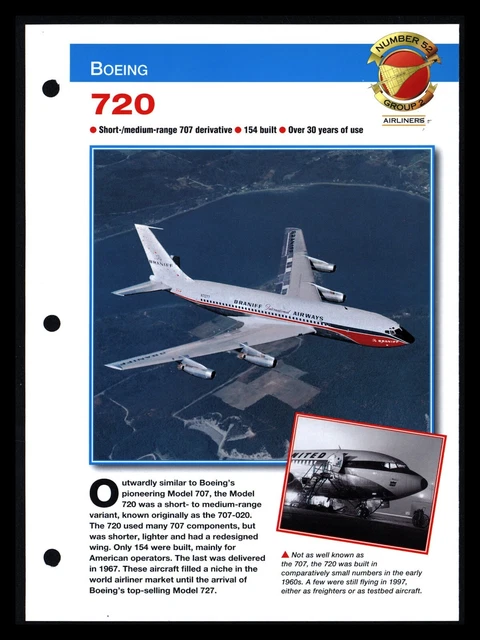 &BOEING 720& AIRCRAFT of World fiche technique avions de ligne 2,52 EUR ...