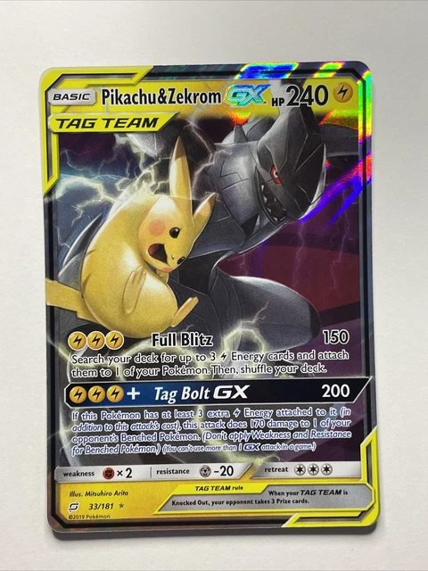 PIKACHU & ZEKROM GX ULTRA RARE 33/181 SM Tag Team Up Pokémon TCG Holo Foil EUR 17,82 - PicClick FR