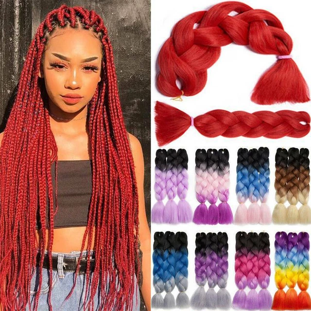 24& LONG AFRO Crochet Small Rainbow Braids Box Braiding Hair Extensions ...