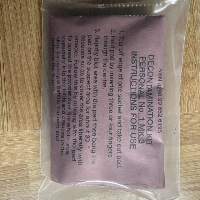 BRITISH MILITARY ISSUE Decontamination Kit Peronal No 1 MK 3, New and ...