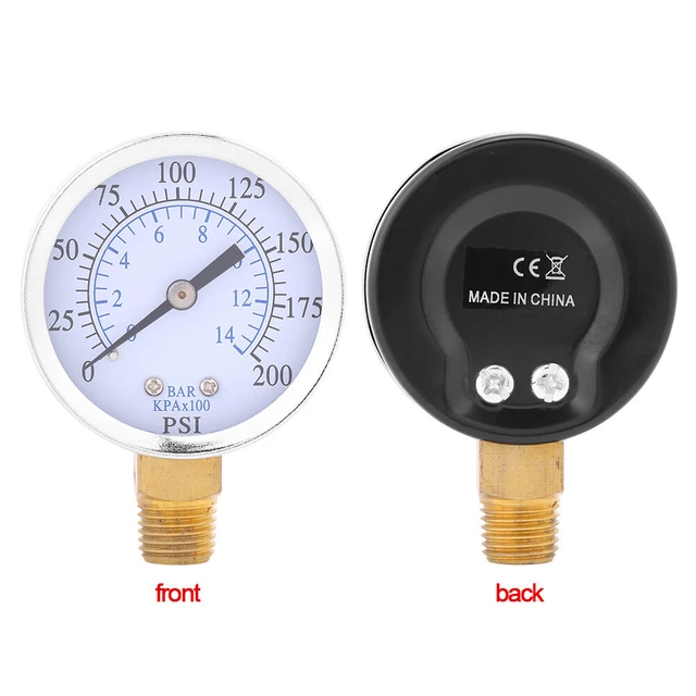 AIR COMPRESSOR PRESSURE / Hydraulic Gauge 1/4NPT 0-200PSI 0-14bar ...