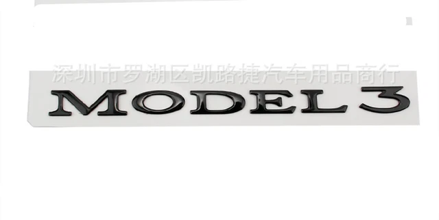 TESLA MODEL 3 Emblem Badge Trunk Logo sticker Gloss Black color MODEL 3 ...