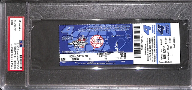 2004 ALCS AL Championship Series billet complet 7 Boston Red Sox BEAT ...