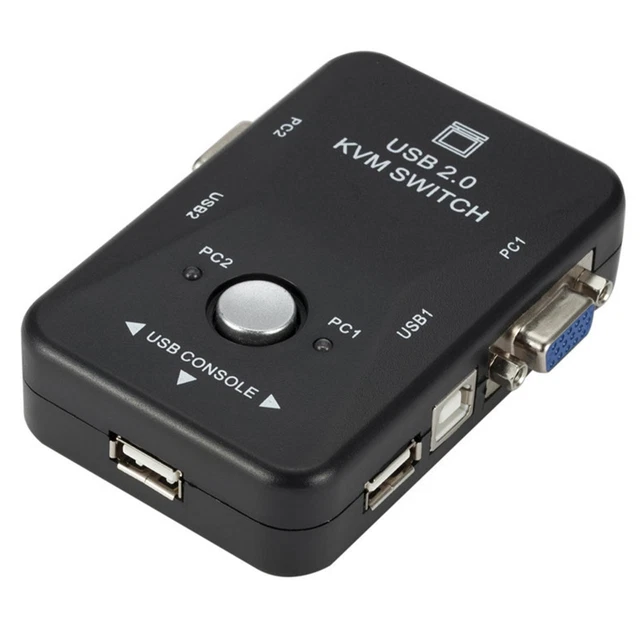 DUAL/2-PORT USB VGA KVM Switch Box Mouse Keyboard Monitor Sharing ...