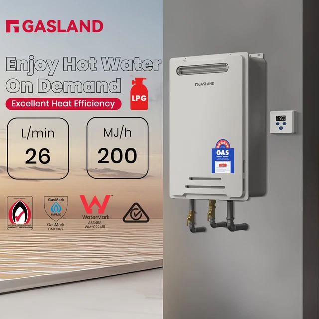 GASLAND 26L LPG Gas Water Heater IPX4 Remote Control Whole House Shower ...