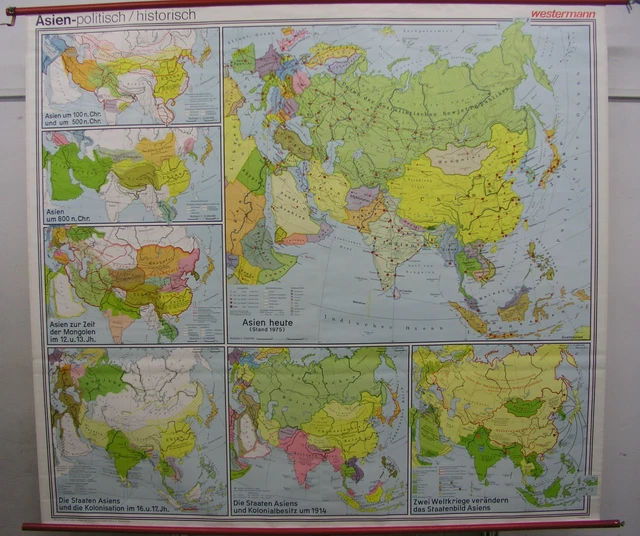 SCHOOL WALL MAP Asian Asia Culture Historical History 211x190 Card £164 ...