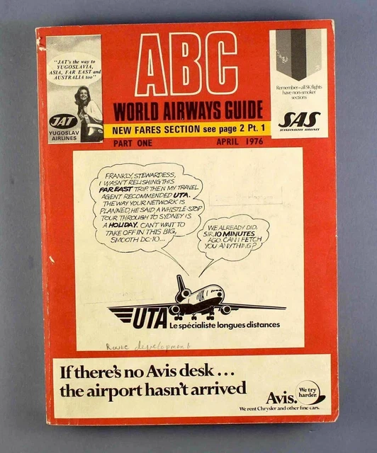 ABC WORLD AIRWAYS Guide April 1976 Airline Timetable Part 1 Red Book ...