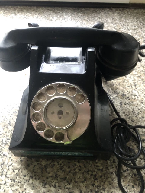 VINTAGE 1940'S GPO 332L Rotary Dial Telephone in Black Bakelite PL58 ...