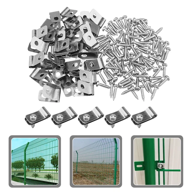 100 SETS WIRE Fence Clamp Heavy Duty Fencing Mounting Clips Wire Cage ...