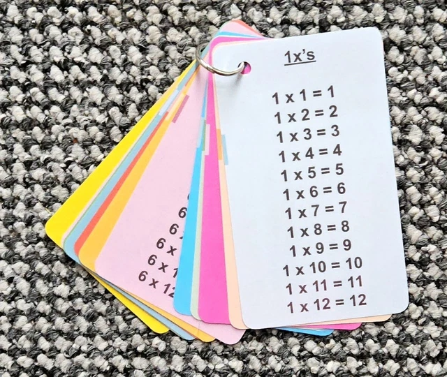 MULTIPLICATION 1-12 TIMES Tables Coloured Flash Cards £2.60 - PicClick UK