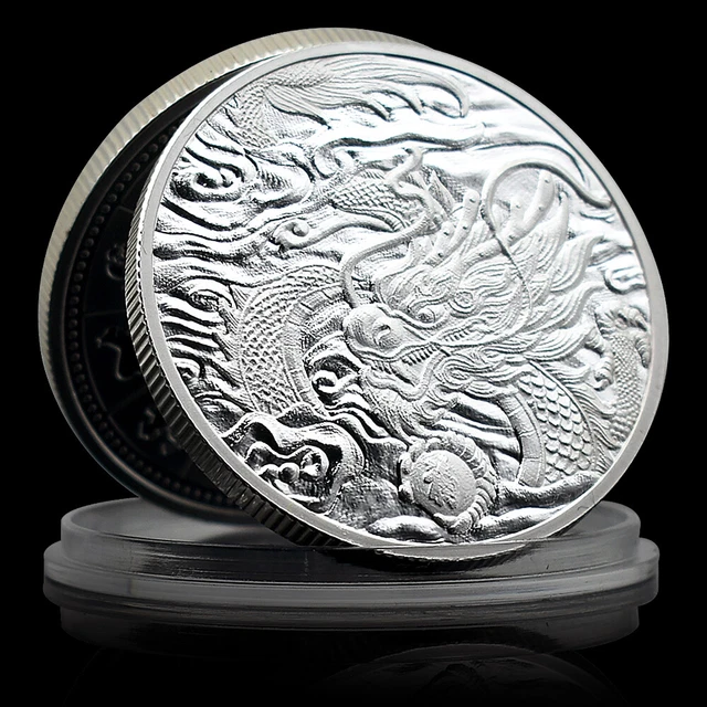2024 CHINESE DRAGON Year Silver Coin Fu Character Bring Luck Zodiac ...