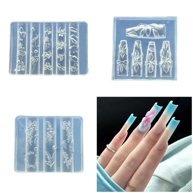 ARTISTICS NAIL STENCILS 3D Embossed Silicone Mould for Nail Art Craft ...