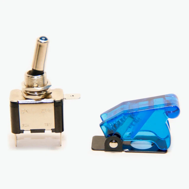 PACTRADE MARINE BLUE Dot LED Toggle Switch and Blue Safety Switch Flip ...