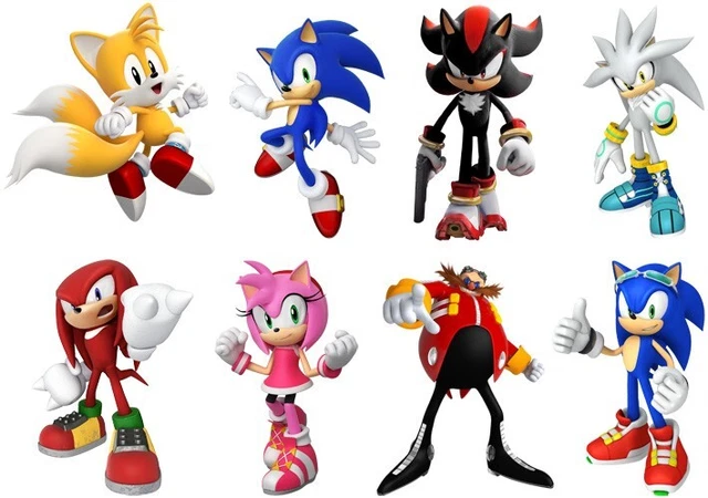 SONIC HEDGEHOG 8 PERSONNAGES SET décalcomanie amovible STICKER MURAL ...