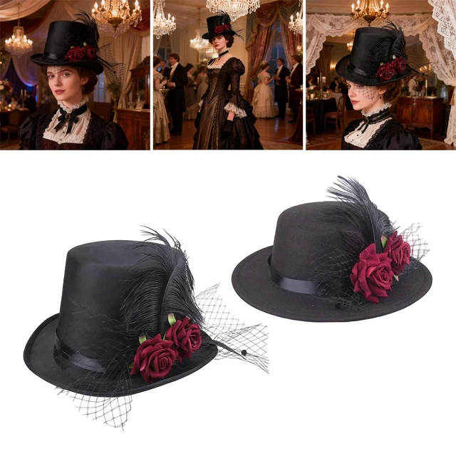 VICTORIAN TOP HAT Costume Carnival Stage Performance Theater Prop Party ...