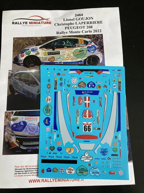 DECALS 1/43 PEUGEOT 208 Goujon Rallye Monte Carlo 2022 Wrc Rally ...