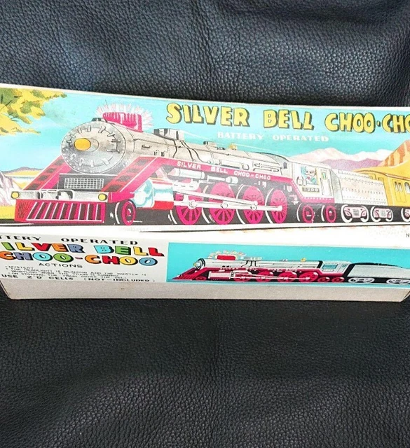KANTO TOYS SILVER Bell Choo-Choo Tin Toy Locomotive Train No1300 W/BOX ...