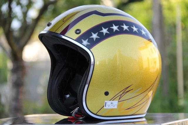 CASCO JET VINTAGE RETRÒ AFX FX-76 SPEED RACER/CAFE RACER ORO XL 61-62 ...
