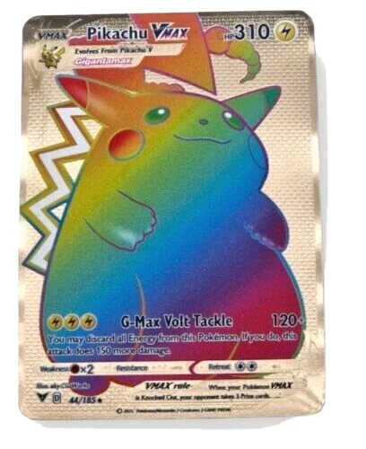 POKEMON PIKACHU VMAX Rainbow Gigantamax Gold Collectable Card Metal EUR ...
