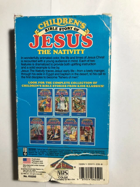 CHILDREN'S BIBLE STORY Of Jesus The Nativity Animated Vhs £5.66 ...